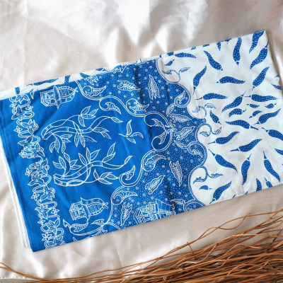 NTB Mall:E-Commerce NTB - Batik Sasambo 1x Proses Biru Muda Gambar Cabai